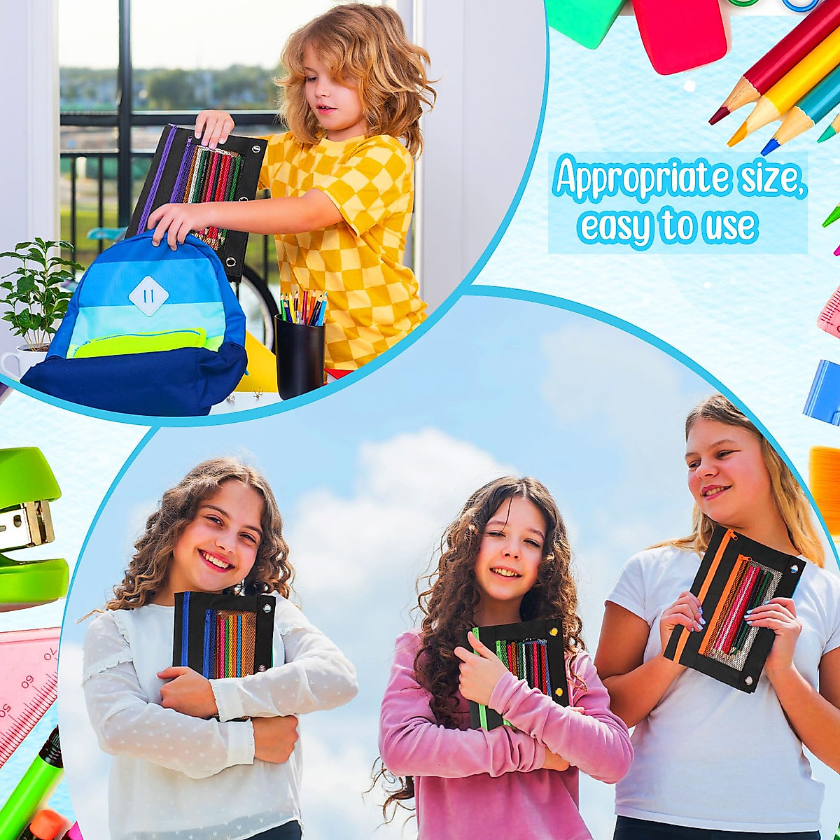 Zhehao 150 Pieces Zipper Binder Pencil Pouches 3 Ring Binder Zipper Pouches Case with Window Ring Pencil Bags Case or Office School Students Supplies(2 Zipper,Black)