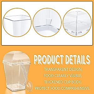 Vmiapxo 50 Pack 5oz Dessert Cups with Dome Lids and Spoons, Desserts Containers Clear Serving Bowls Fruit Salads Parfait Cake Pudding Charcuterie Plastic Cups for Wedding Birthday Christmas (Square)