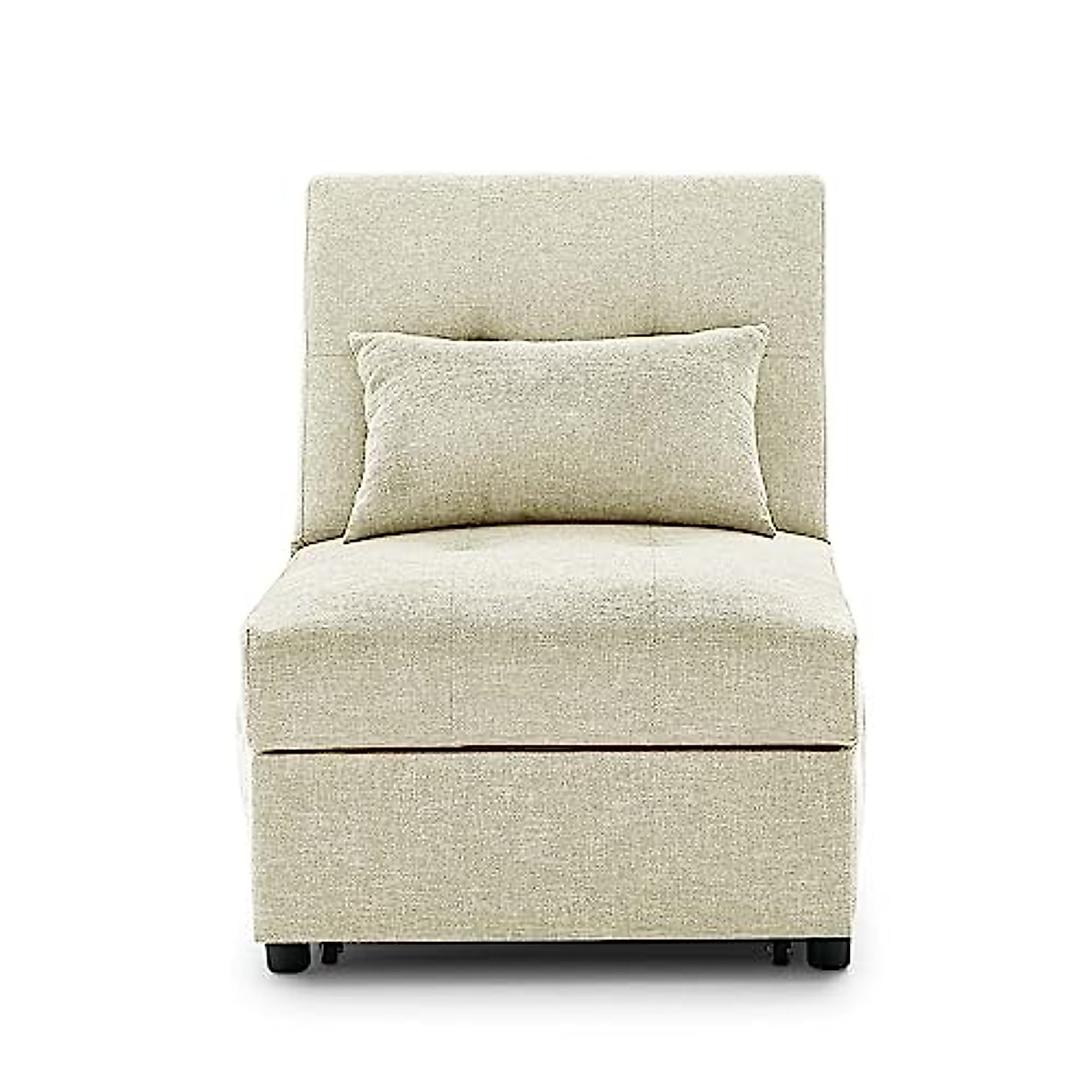 DUNTRKDU 4 in 1 Function Folding Ottoman Sleeper Sofa Bed with Plastic Legs, Single Bed Chair Work as Ottoman, Chair, Sofa Bed & Chaise Lounge, Modern Sofa Bed for Living Room Home Office (Beige)