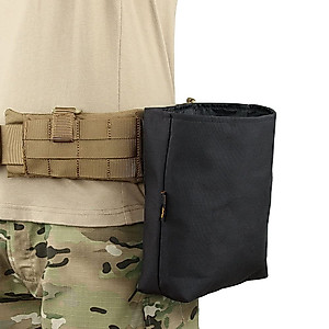 EXCELLENT ELITE SPANKER Tactical Folding Dump Pouch Utility Tool Bag Military Molle Drawstring Ammo Magazine Pouch (Black)