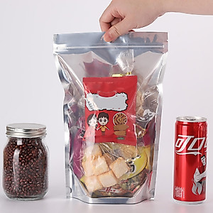 Tecbeauty 100Pcs Stand Up Pouches, Resealable Bags with Window, Plastic Ziplock Coffee Bag, Food Storage Snack Treat Bag, 7.9 x 11.8 inch