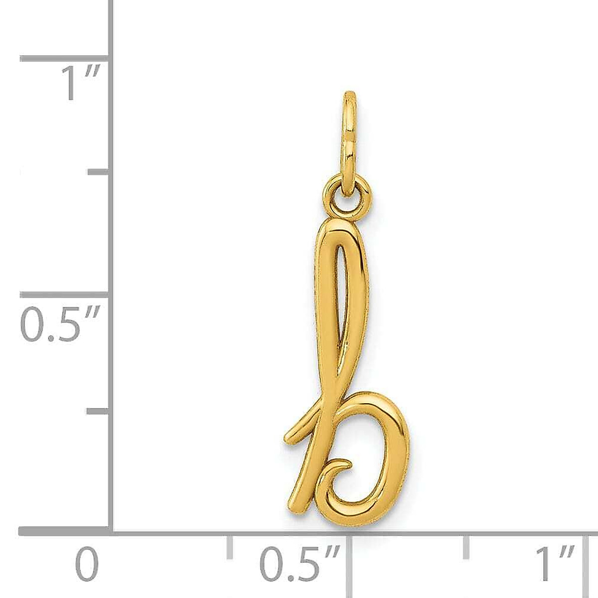 Goldia 14k Yellow Gold Lowercase Cursive Style Letter B Initial Charm 17x7mm