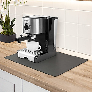 12" X 19" Coffee Mat for Countertops : Super Absorbent Versatile Coffee Bar Accessories for Coffee Makers, Espresso Machines, and Dish Drying, Dark Grey