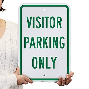 SmartSign 18 x 12 inch Basics “Visitor Parking Only” Metal Sign, 120 mil Aluminum Composite, Engineer Grade Reflective Material, Green and White