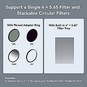 SmallRig Mini Matte Box Lite, DSLR Matte Box with Carbon Fiber Top Flag, for 67mm/72mm/77mm/82mm/95mm Lenses, for 4x5.65 Filter/Circular Filter - 3575