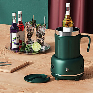 Coffee Mug Warmer and Cooler, 2 in 1 Beverag Fast Cooling Heating Coffee Mug Electric Drink Cooler Warmer Cup with Curved Handle Nonslip Pads, Coffee Cup Warmer for Coffee Milk Tea (Green)