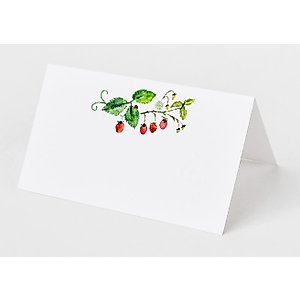Place Cards with Strawberries on the Vine for Weddings, Showers, and Dinner Parties. Table Tent Style, Scored for Easy Folding. (50)