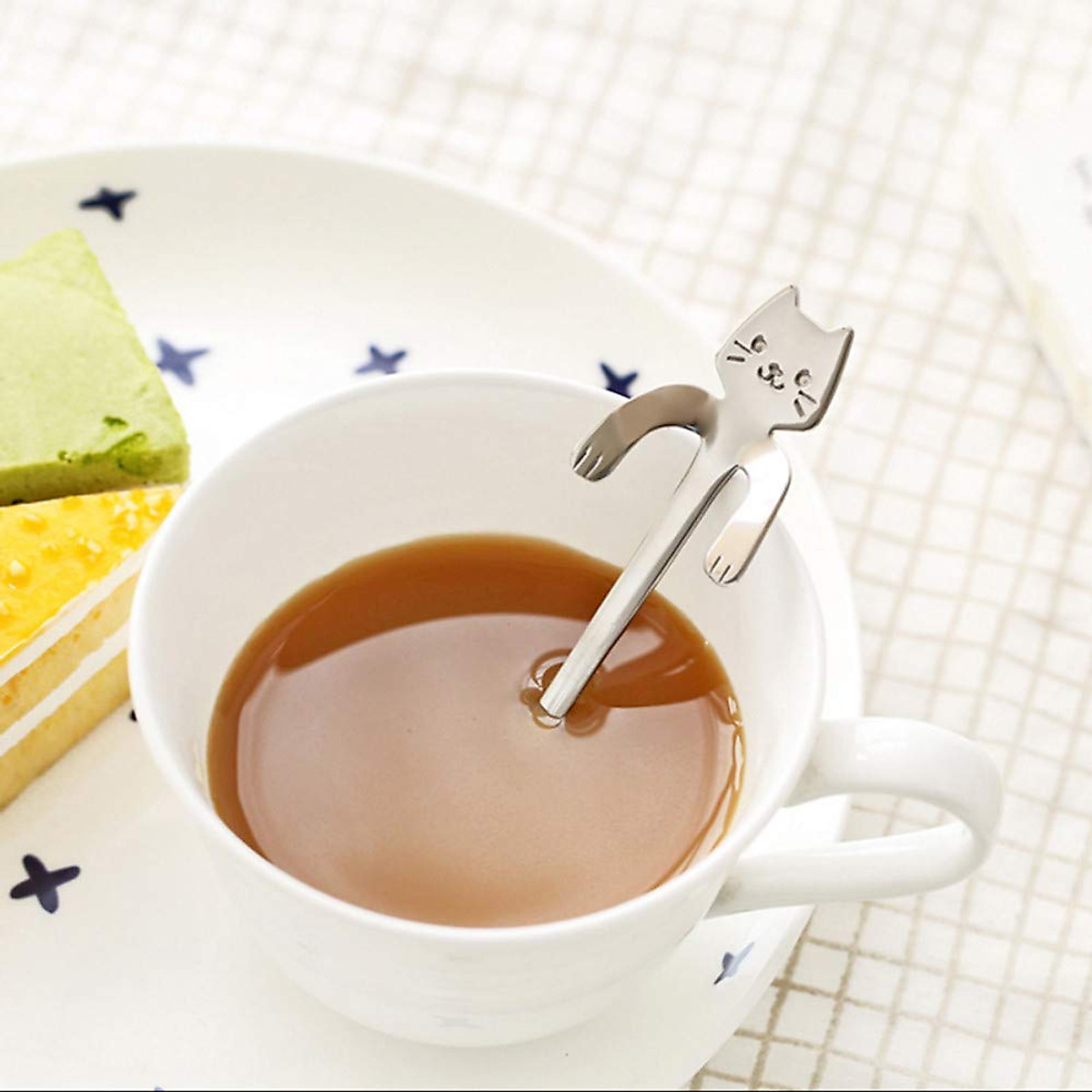 YJYdada 1 Piece Cute Cat Spoon Long Handle Spoons Flatware Drinking Tools Kitchen Gadget