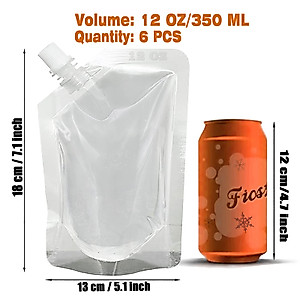 SENYUE 6 PCS Juice Flasks Drinks Flasks Liquor Pouch Reusable Drinking Flasks Concealable Plastic Flasks for Sneak to go