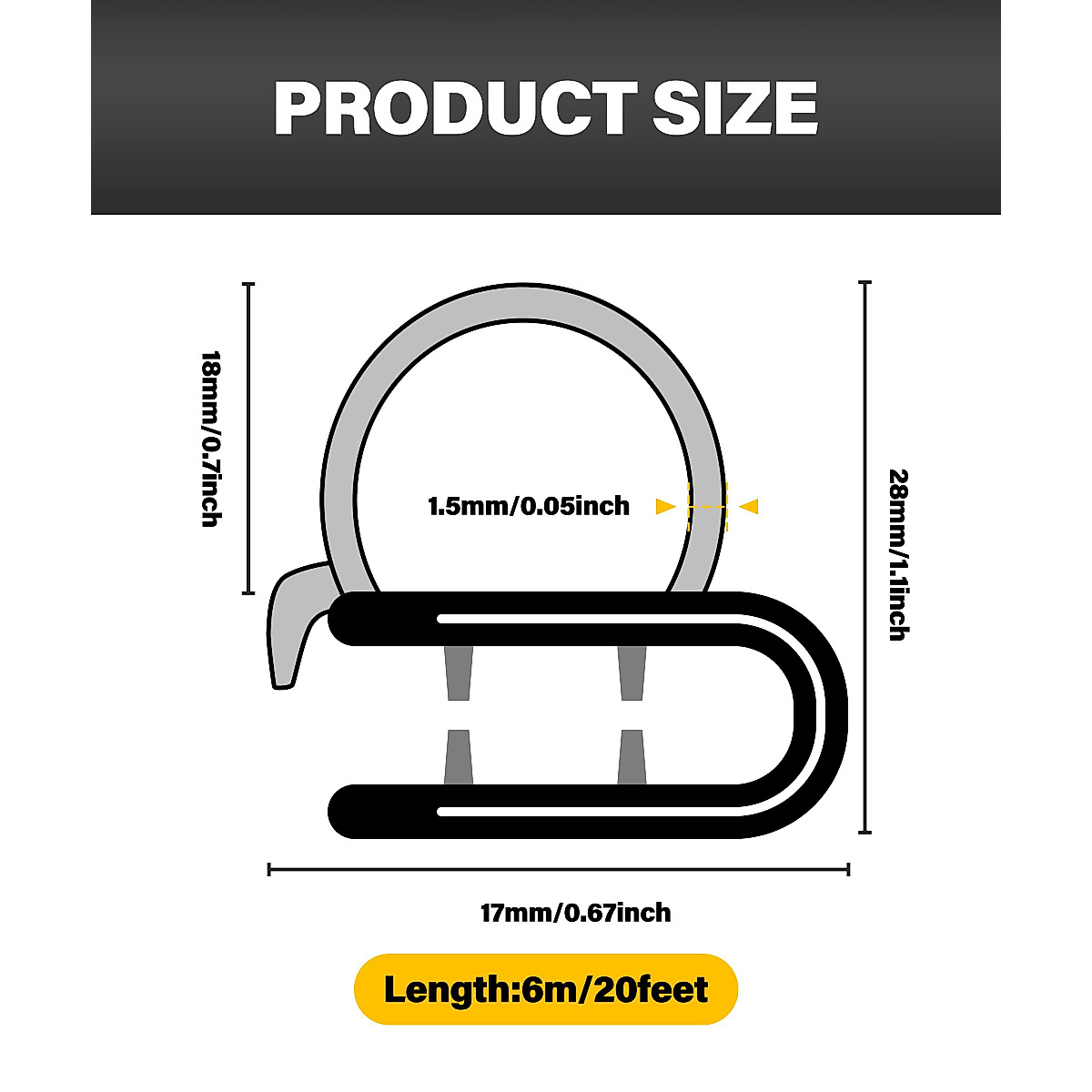 ESEWALAS 10FT/20FT Universal Automotive Door Seal Strip,U-Shape Car Door Rubber Seal Strip Trim Seal with Side Bulb,Self-Adhesive Car Weather Stripping Seal Strip,Home Applications (20Ft)