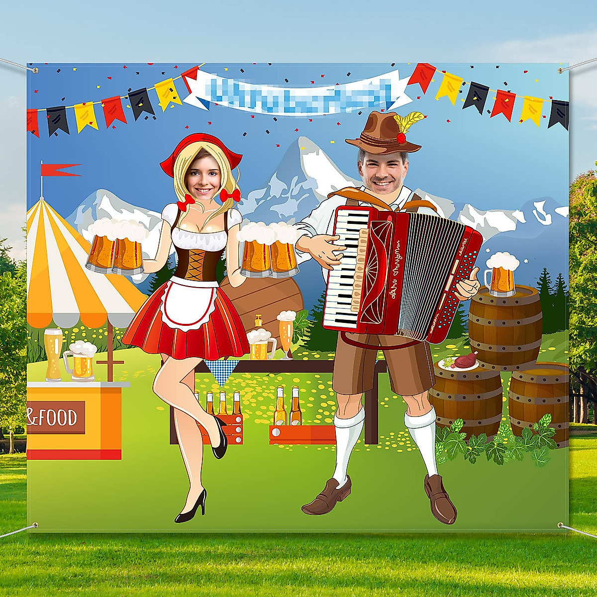 Oktoberfest Party Decorations Oktoberfest Photo Door Banner Backdrop Props, Large Fabric Photo Door Banner for Oktoberfest Party Decorations, Funny Oktoberfest Game Supplies, 5 x 4.3 ft