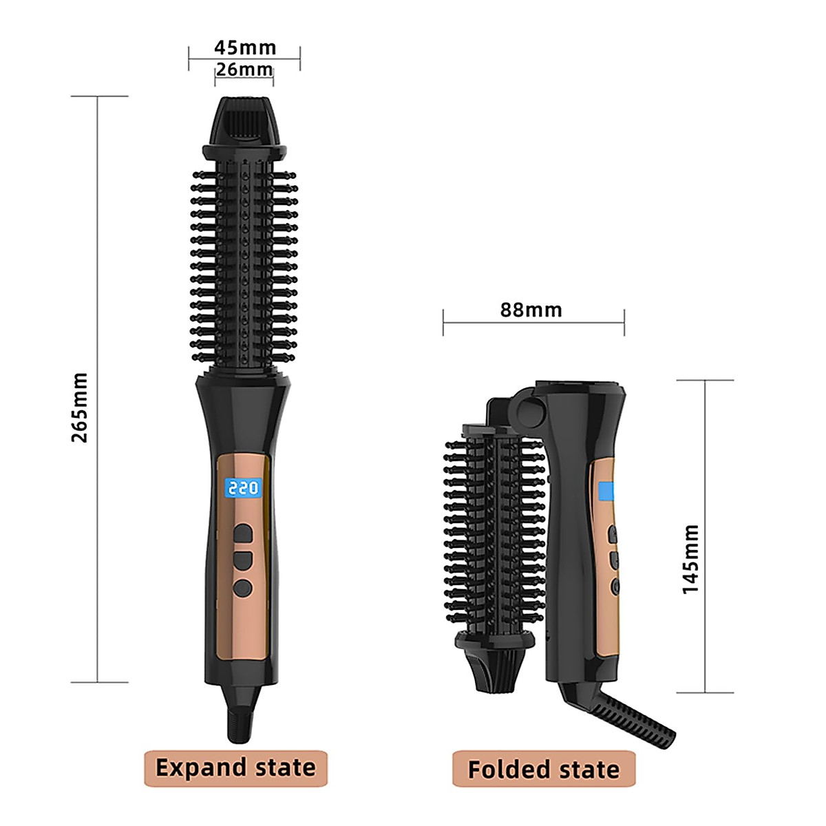 Hair Curler Ceramic Tourmaline Hair Roller Hair Hair Comb Hair Curling Iron Hair Styling Tools Travel Folding curling ironIdeal Women[US]