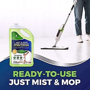 Hard Surface Liquid Floor Cleaner Solution Mist & Mop Ready-To-Use for Marble, Stone, Granite, Tile, Vinyl, Laminate, Linoleum - Multi-use - Safe, Gentle, & Natural - Removes Dirt, Stains, & Odors - Lemongrass Scent, 1 Gallon (128 oz.)