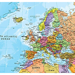 Maps International World Wall Map - Map of The World Poster - Front Lamination - 33 x 47