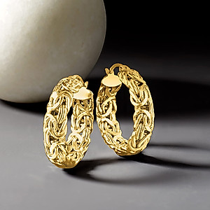 Ross-Simons 18kt Gold Over Sterling Small Byzantine Hoop Earrings