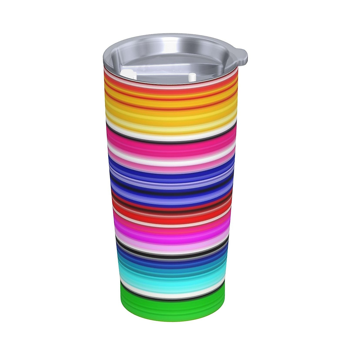 EVANEM 20 Oz Stainless Steel Tumbler With Straw Cleaner Colorful Mexican Stripes Printed Insulated Cup Travel Coffee Mug Vacuum Insulated Tumblers For Home Office