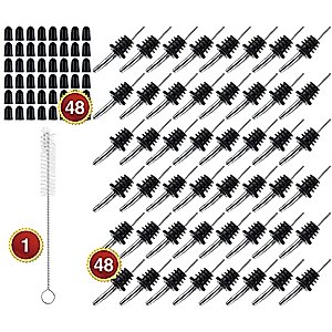 XMSound 48 Pack Stainless Steel Classic Bottle Pourers with Rubber Dust Caps，For Alcohol Spouts Bottle Spout Liquor Bottle Pourers Pour Spouts，For Liquor Bottles Liquor Pourers liquor dispenser bar