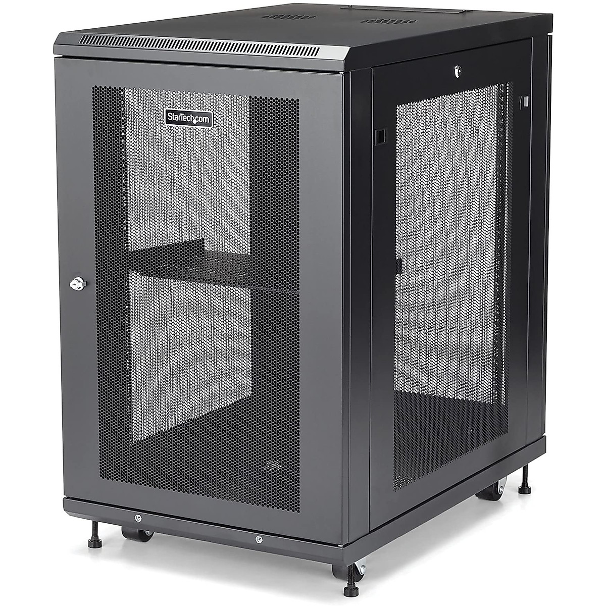 StarTech.com 19" 18U Server Rack Cabinet and 8 Outlet Horizontal 1U Rack Mount PDU Power Strip Bundle