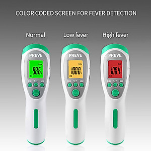 PREVE Non Contact Medical Infrared Forehead Thermometer for Babies Children Adults Accurate Fever Alarm No Touch…