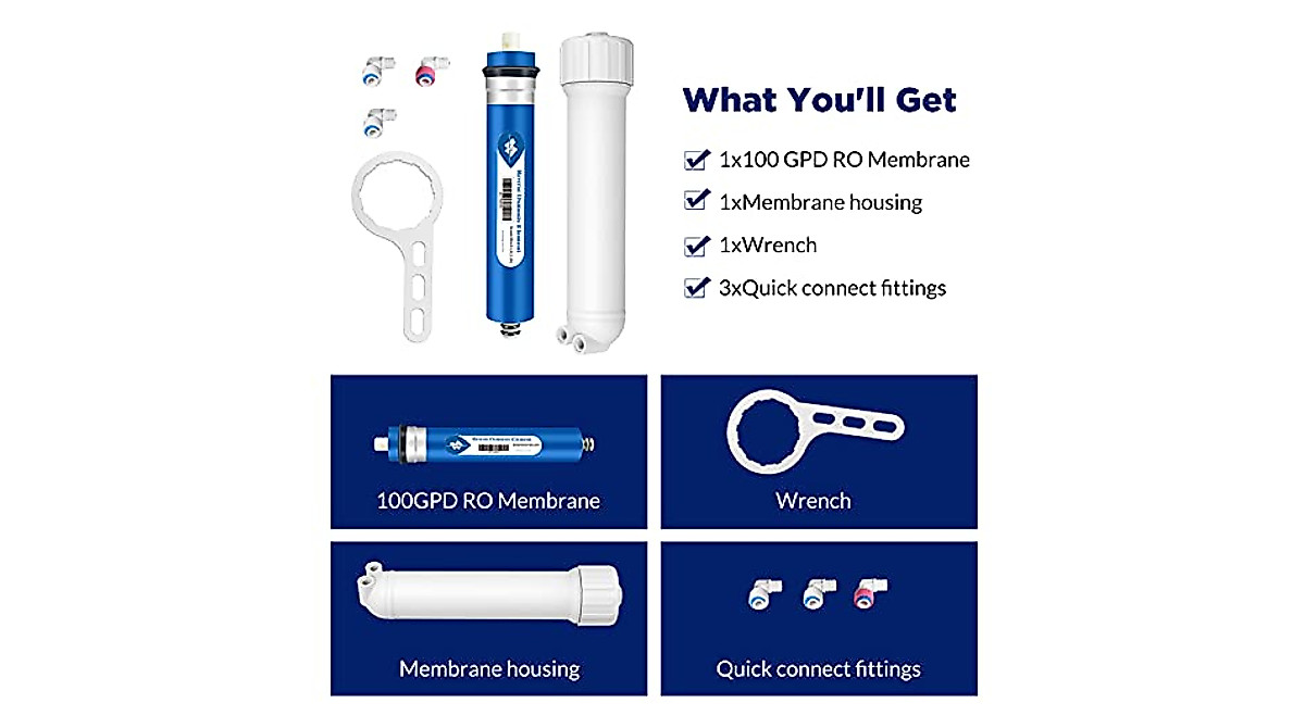Membrane Solutions 100 GPD RO Membrane - Water Filter Replacement