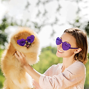 JFTOWN 12 Pairs Heart Shape Rimless Valentines Sunglasses Candy Color Frameless One Piece Love Glasses for Women Party Favor (Purple)