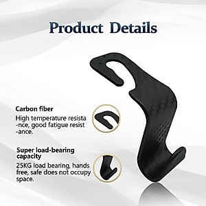 4 Packs Car Back Seat Headrest Hanger, Universal Vehicle Storage Organizer, Stylish Back Seat Hanger for Your Purse, Grocery Bags, Handbag to Keep Them from Sliding Around While Driving, Carbon Fiber