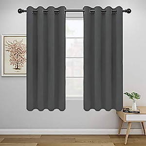 Easy-Going Blackout Curtains for Bedroom, 2 Panels Solid Thermal Insulated Grommet and Noise Reduction Window Drapes, Room Darkening Curtains for Living Room (52x63 in,Gray)