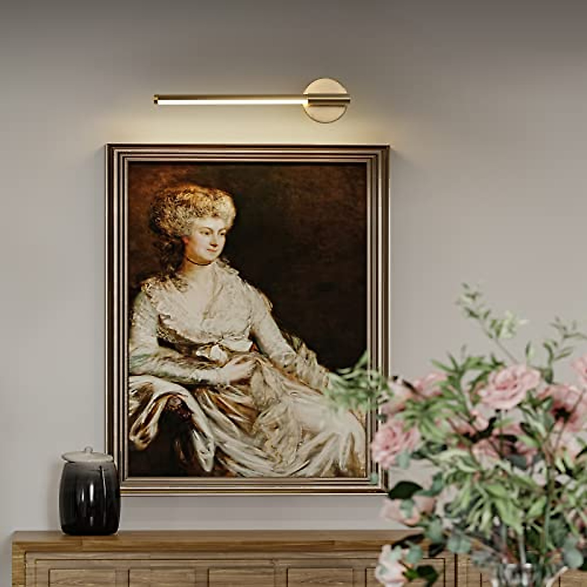 JOOSENLUX Modern LED Picture Lights Gold 19.3" 3000K Long Brass Mid Century Adjustable Linear Gold Wall Sconce Vertically Led Bathroom Vanity Light Swing Arm Left and Down 110V 3000K