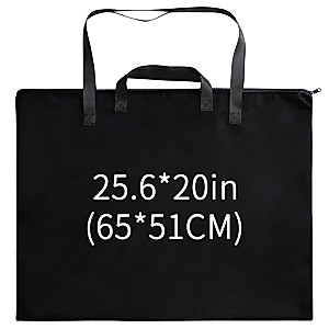 Generic Large Size Art Portfolio Tote with Nylon Shoulder, Poster Board Storage Bag (25.6""*20""-Black), 1PCS