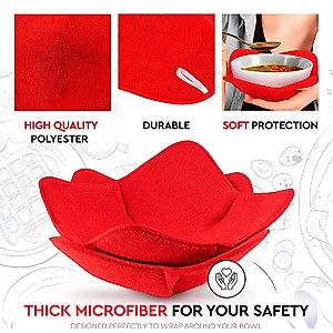 ULVEOL Set of 2 Red Microwave Bowl Cloth Hot Pads Pot Holders Hot Pad Pot Holder Microwavable Bowl Cozies for Food, Ooma, Ramen Bowl Cozy or Soup Koozie, Good Kitchen Accessories, Gadgets