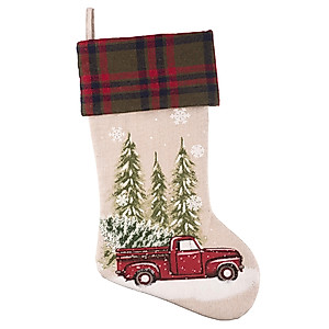Haute Decor HangRight Polyester with Flannel Cuff Nostalgia Christmas Stocking, 20 Inch (2 Pack)