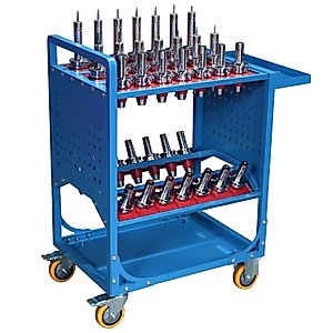 Kissybride Tool Cart 40 Taper Tool Holder CNC Tool Cart CAT40 Tool Trolley BT40 Service Carts CNC Machine Tool Service Cart (CAT40 35 Capacity), Blue