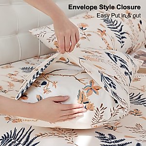 JSD Boho Floral Printed Sheet Set King Size 4 Piece, Soft Microfiber Botanical Pattern Bed Sheets 15" Extra Deep Pocket
