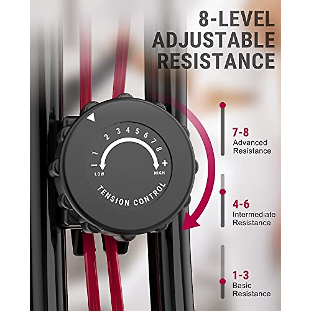 HAPBEAR Folding Exercise Bike Magnetic Foldable Stationary Bike, 3 in 1 Mode Indoor Upright Fitness Workout X-Bike with 8-Level Resistance and Arm Resistance Band, Pulse Sensor,LCD Monitor