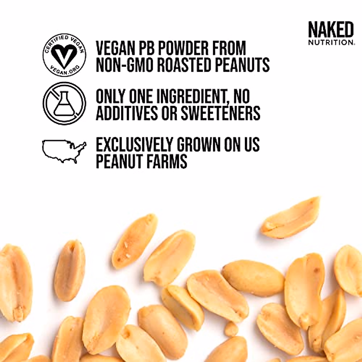 2 LB Powdered Peanut Butter from US Farms – Bulk, Only 1 Ingredient - Roasted Peanuts, Vegan, No Additives, Preservative Free, No Salt, No Sugar - 76 Servings - NAKED PB