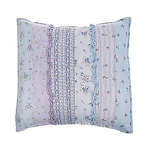 Cozy Line Home Fashions Purple Lavender Ruffle Decorative Pillow (Purple Floral Stripe, Decor Pillow -1pc)