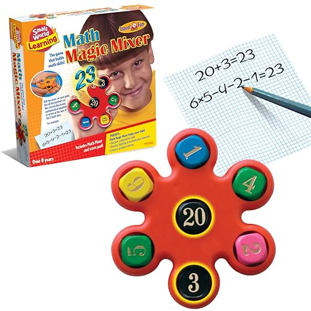 Small World Toys Math Fidget Toys for Kids 8–12, Math Magic Mixer Educational Games with Math Dice and Score Pad, Handheld Games for Kids, Fidget Game Math Manipulatives Learning Games
