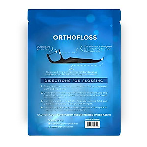 Orthofloss Dental Floss Picks for Braces| Dental Flossers & Picks for Teeth Cleaning | Innovative Arm Fits Under Arch Wire, Durable & Gentle Floss Threading, Helps to Prevent Cavities (60 Count)