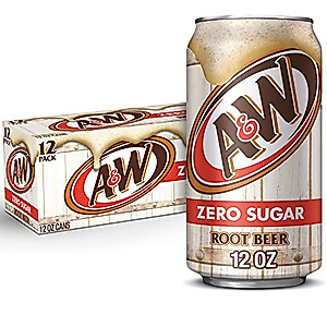 A&W Zero Sugar Root Beer Soda, 12 fl oz cans (Pack of 12)