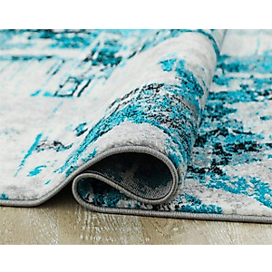 LUXE WEAVERS Contemporary Abstract Area Rug, Turquoise 8x10