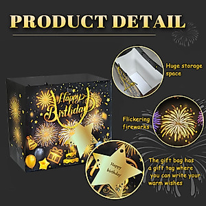 DTESL Lights Fireworks and Cheering Musical Gift Bag - Designed for Birthday,Birthday gift bags are given to wives husbands men and women-10" x 8.8" x 4"