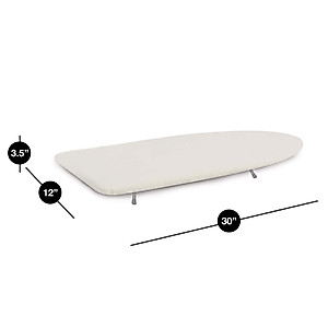 Smart Design Compact Tabletop Ironing Board with Cotton Cover & Foldable Legs - Foam Padding Design - for Clothing, Laundry, & Garments - Home Organization (30 x 12 Inch) [White]