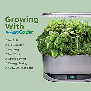 AeroGarden Bounty Elite - Indoor Garden with LED Grow Light, WiFi and Alexa Compatible, Stainless Steel