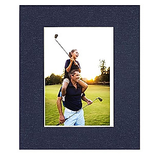 Pack of 25 Acid Free 11x17 Mats Bevel Cut for 9x14 Photos - Navy Canvas Texture Precut Matboards For Pictures, Photos, Framing - 4-ply Thickness