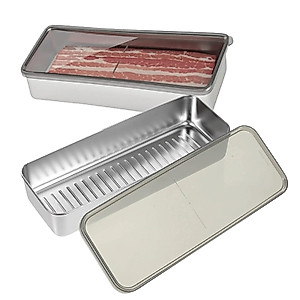 ninesung Bacon Container for Refrigerator | 2 Pack | Bacon Keeper | 304 Stainless Steel | Airtight Deli | Meat Storage Containers | Fridge Organizer Bins | Kitchen Food Storage Containers with Lids