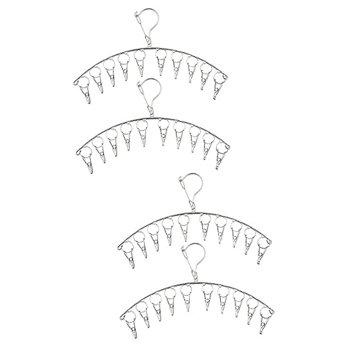 4 pcs Hangers for Clothes Drying Rack for Clothes Clip Hanger Sock Hanger Clip Stainless Steel Socks Hanger Clip drip Hanging Rack Clothes Hanger Drying Hook for Sock Coat Hanger Zerodeko