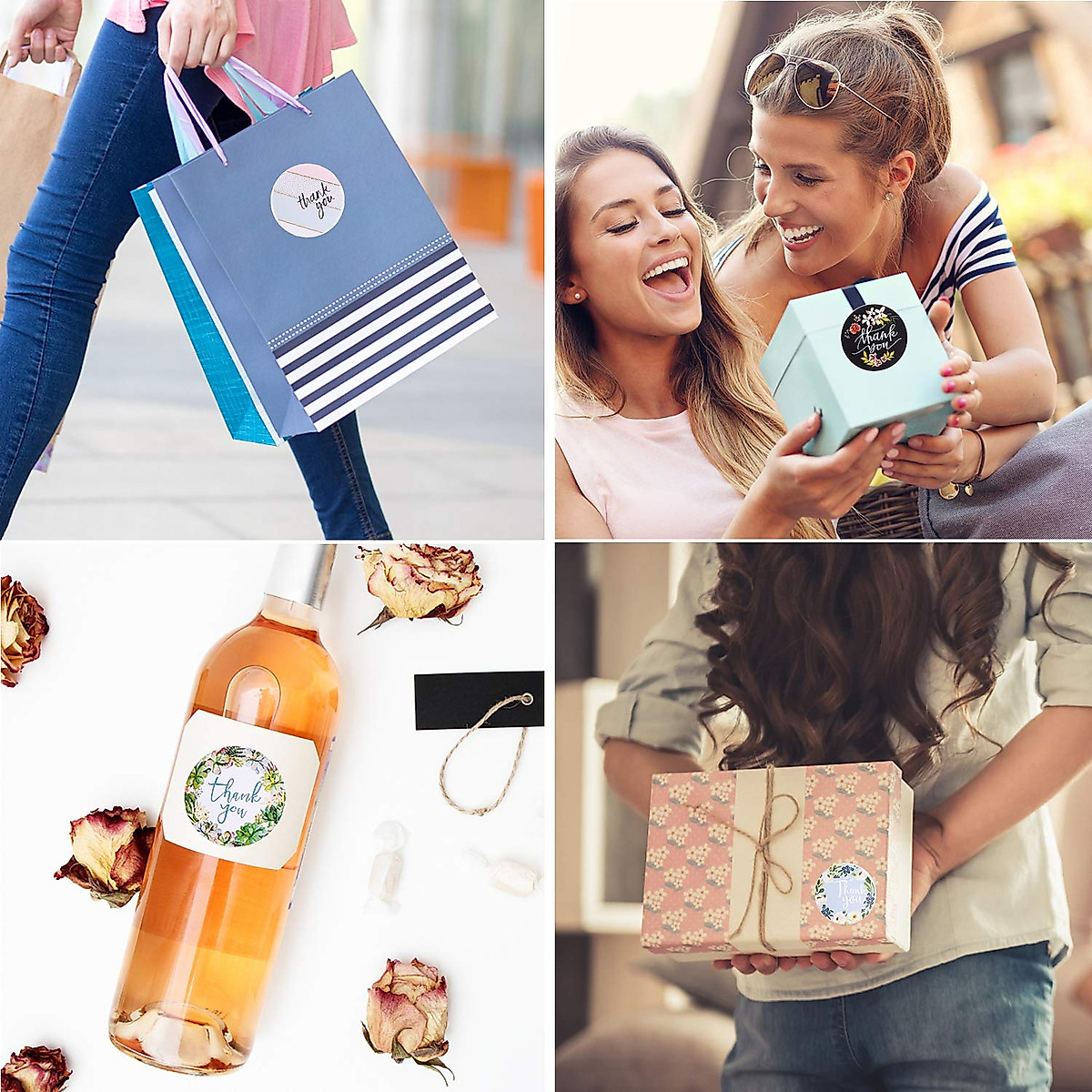 Thank You Stickers - 1.5" Thank You Stickers Roll | Multiple Designs Thank You for Supporting My Small Business Stickers | Thank You Stickers Small Business Supplies (Floral)