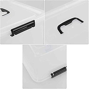 Nicesh 17.5 L Plastic Large Storage Box, Clear Latch Bin with Handle and Lid, Set of 4