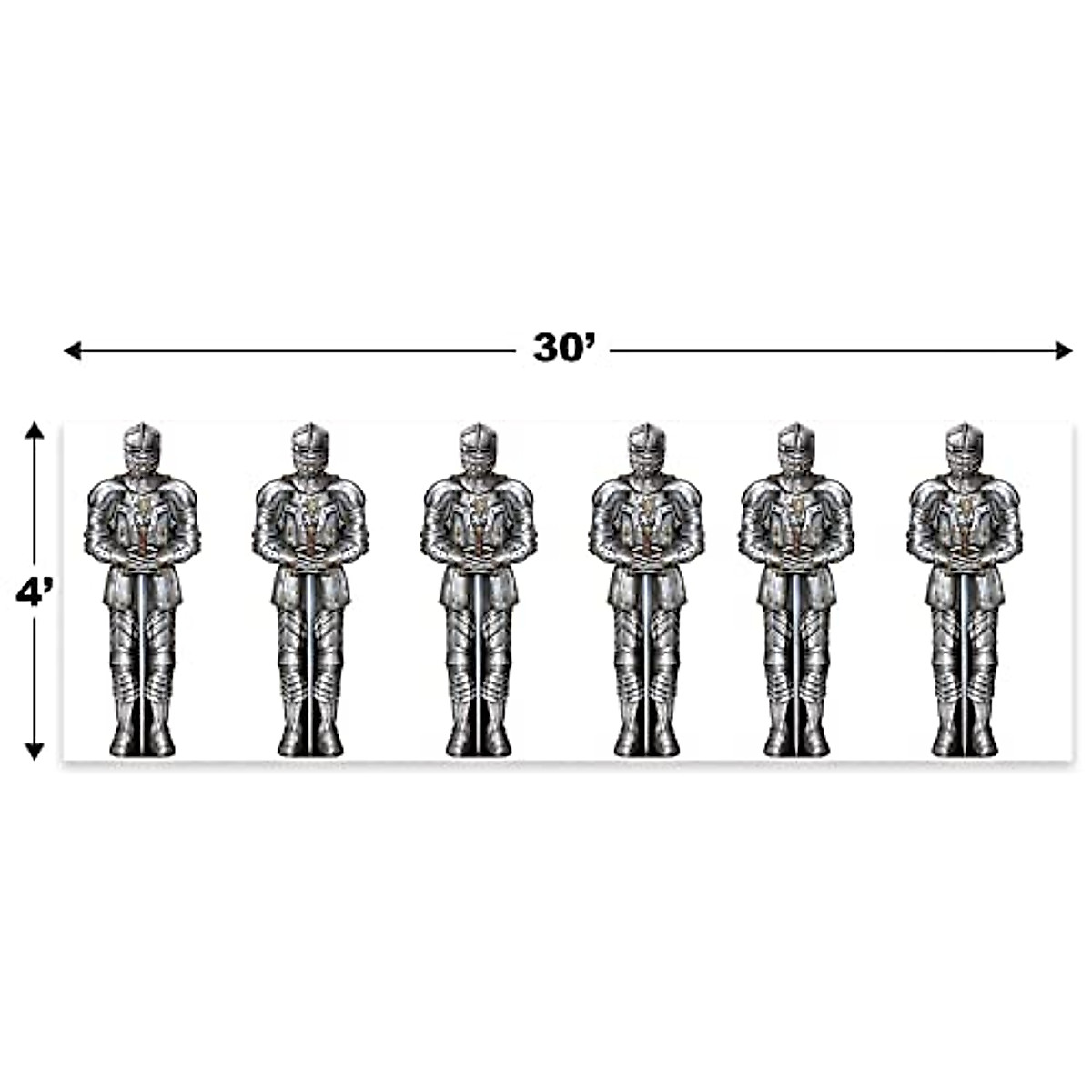 Beistle Wall of Knights Backdrop, 4' x 30', Clear/Black/Silver