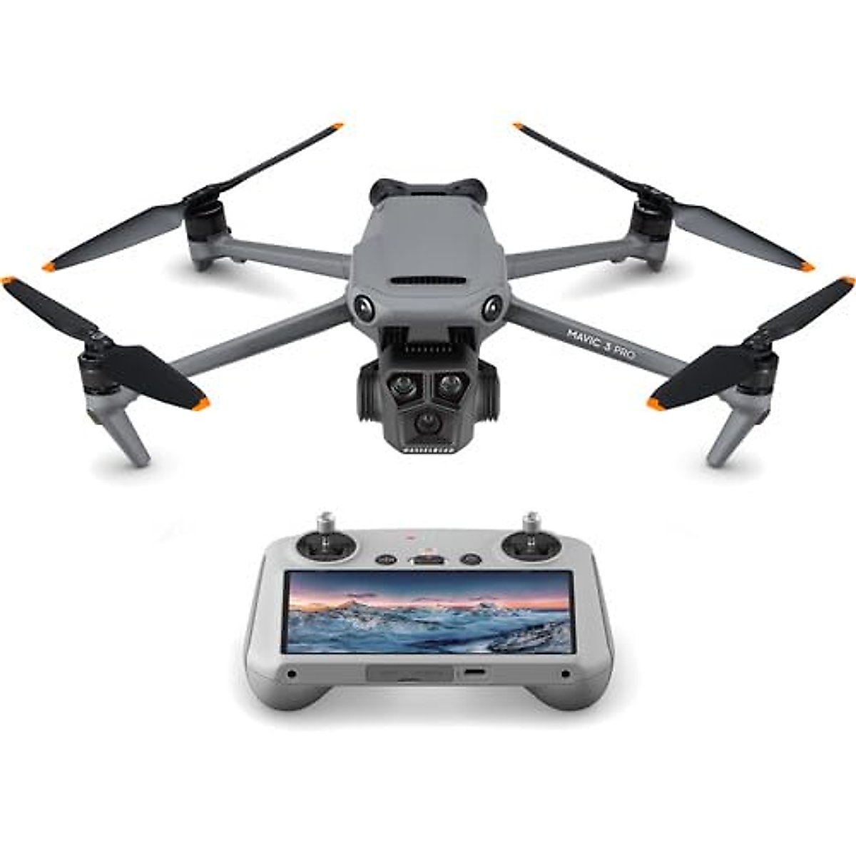 DJI Mavic 3 Pro with DJI RC, Flagship Triple-Camera Drone with 4/3 CMOS Hasselblad Camera, 43-Min Flight Time, with 128 GB Micro SD Card, 3.0 USB Card Reader, Landing Pad, Waterproof Backpack and More